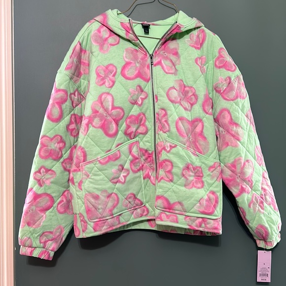 wild fable | Jackets & Coats | Wild Fable Mint Green Floral Quilted ...